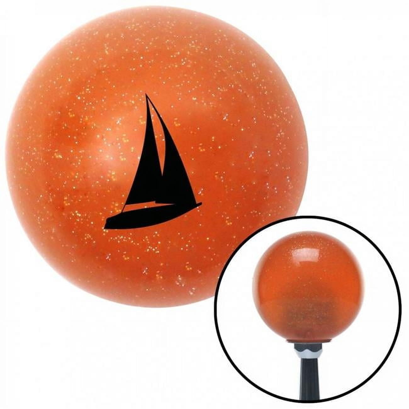 American Shifter 43751 Black Sail Boat Orange Metal Flake Shift Knob ...