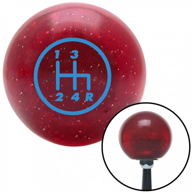 American Shifter 46520 Blue 4 Speed Shift Pattern - 4RDR Red Metal Flake Shift Knob with M16 x 1 ...
