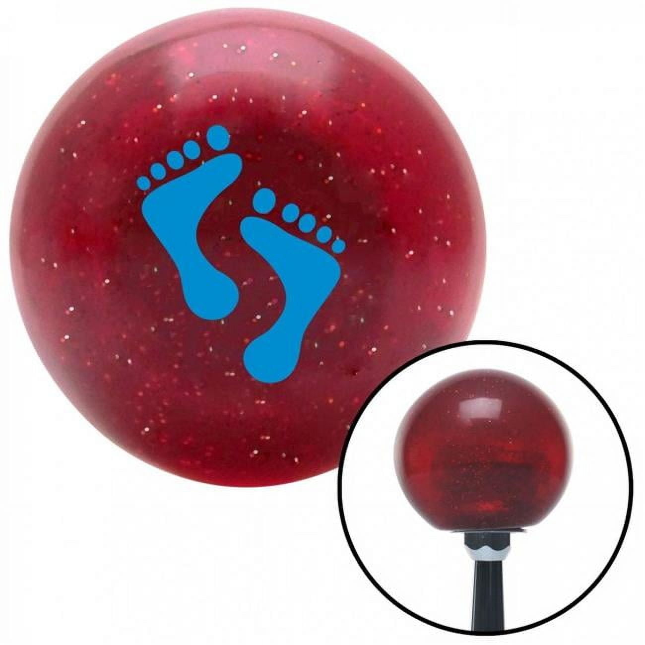 American Shifter 56802 Blue Bare Feet Red Metal Flake Shift Knob with M16 x 1.5 Insert Shifter ...