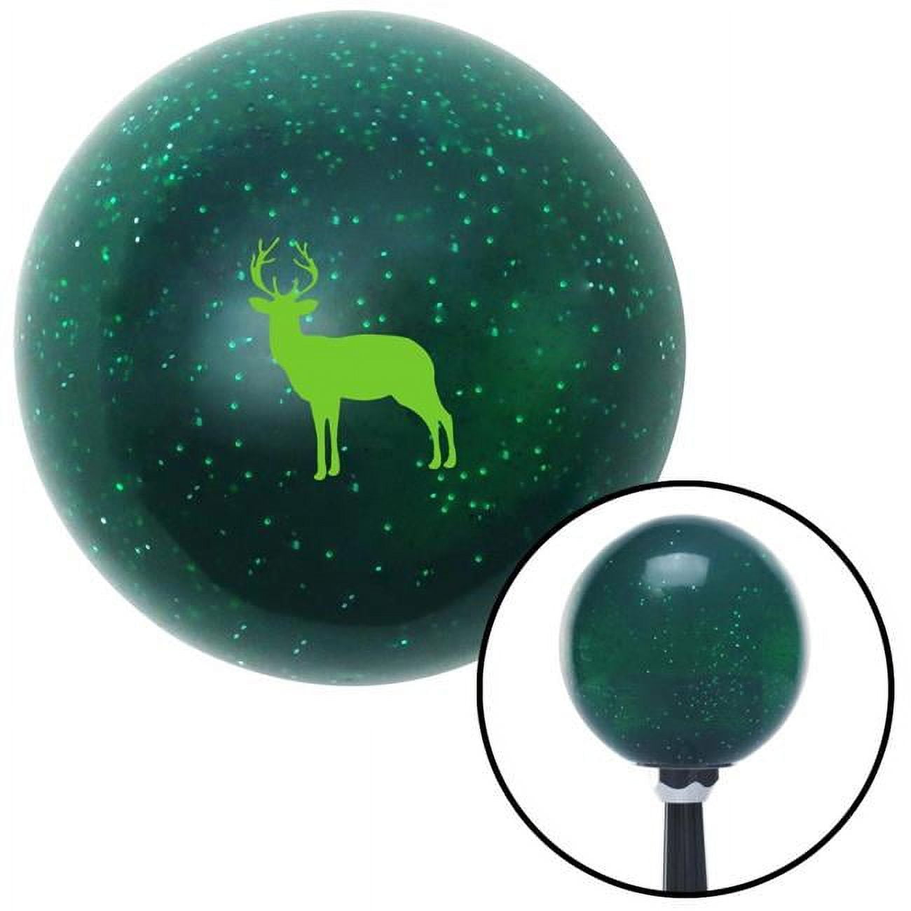 American Shifter Green Deer Silhouette Green Metal Flake Shift Knob ...