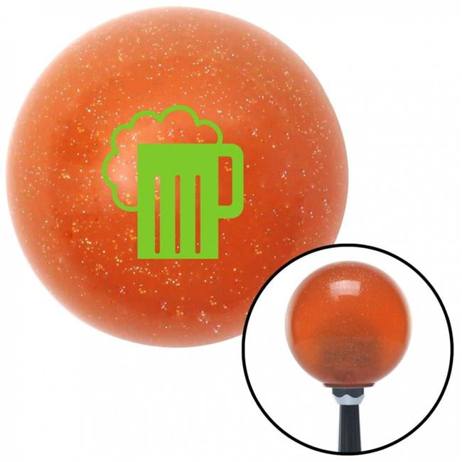 American Shifter 37380 Green Foaming Mug Orange Metal Flake Shift Knob ...
