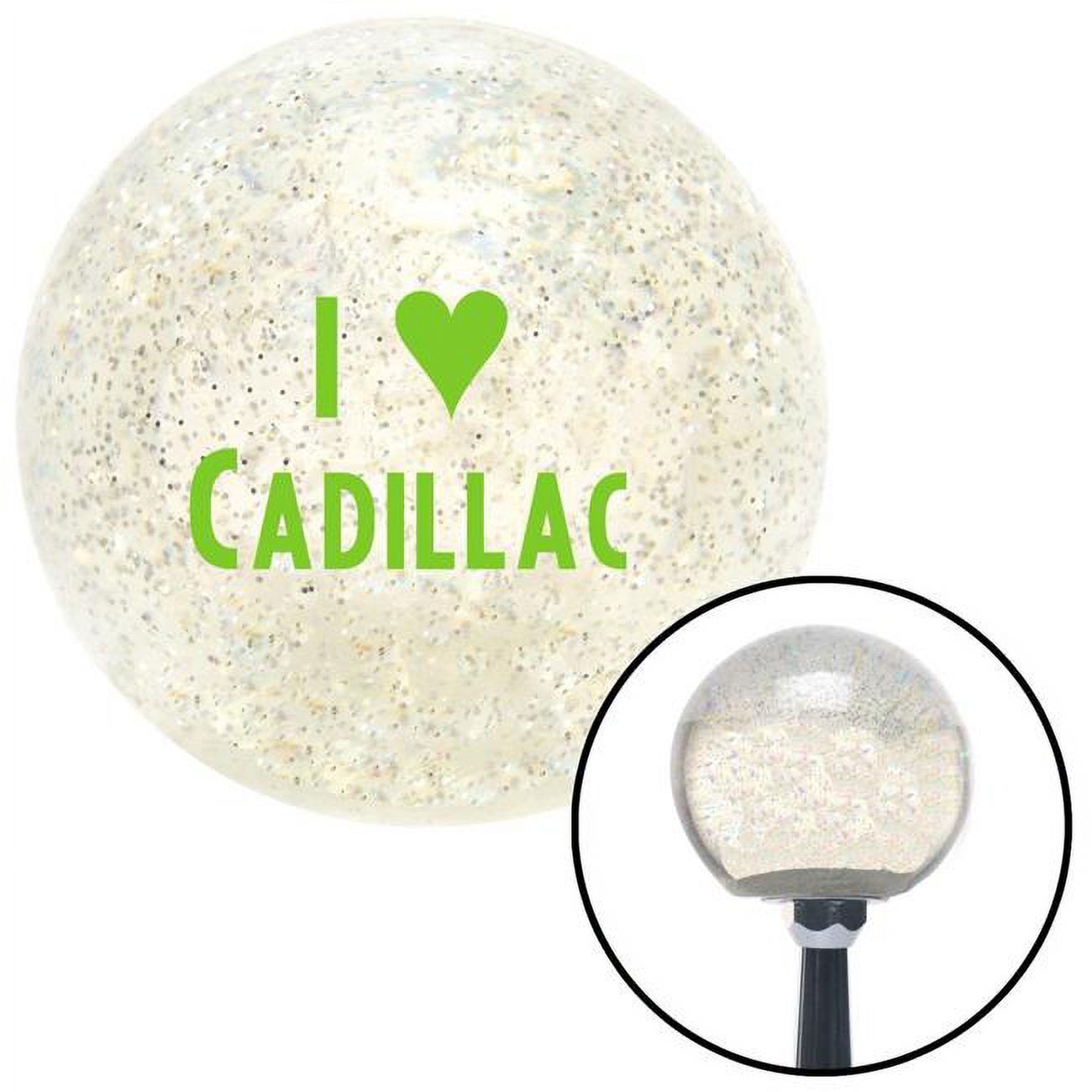 American Shifter Green I Love Cadillac Clear Metal Flake Shift Knob ...