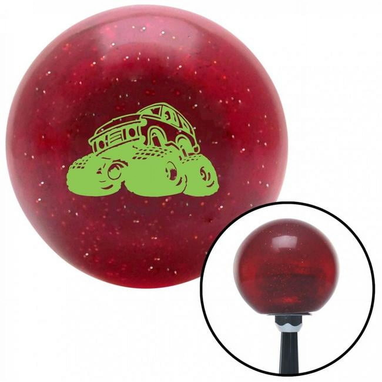 American Shifter 59786 Green Monster Truck Red Metal Flake Shift Knob ...