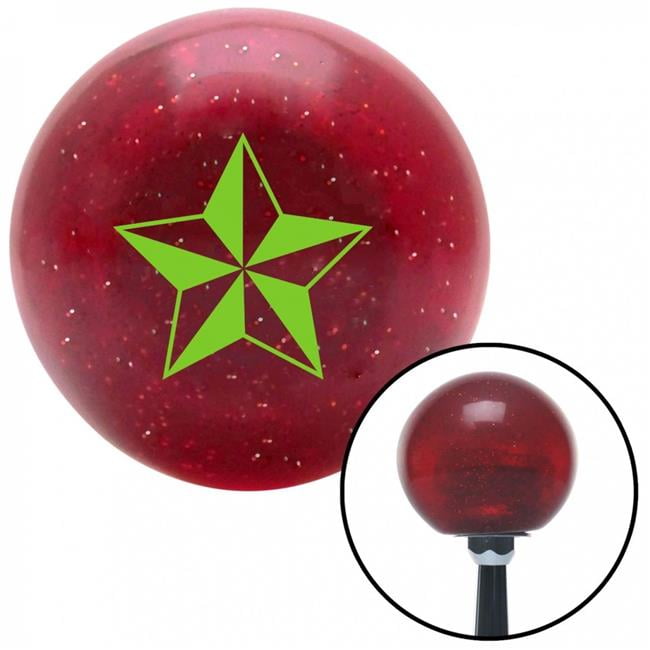 American Shifter 58576 Green Tattoo Star Wide Red Metal Flake Shift ...