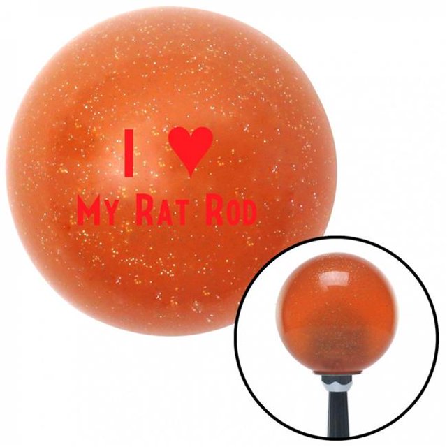 American Shifter 37975 Red I 3 MY RAT ROD Orange Metal Flake Shift Knob ...