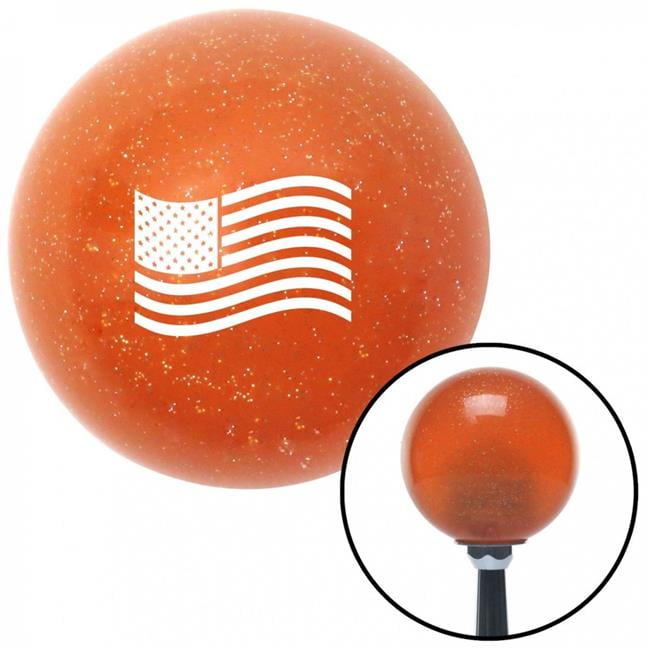American Shifter 44706 White American Flag Waving Orange Metal Flake ...