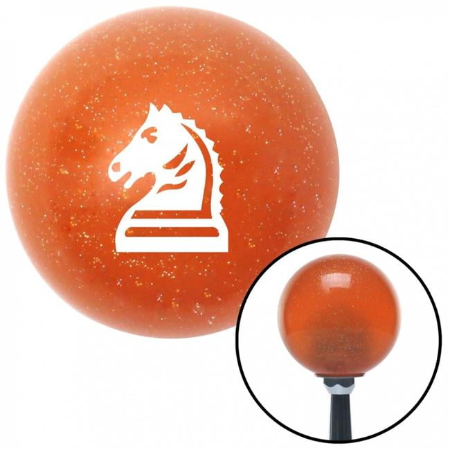 American Shifter 45086 White Knight Horse Orange Metal Flake Shift Knob ...