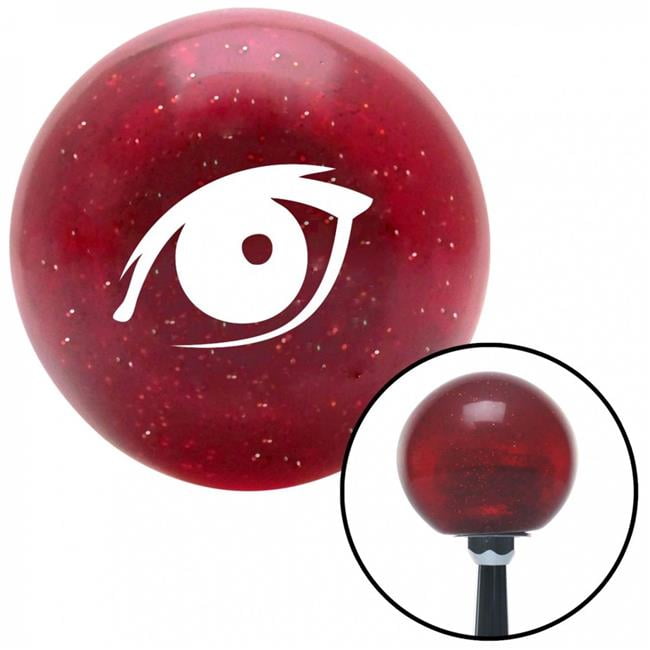 American Shifter 50476 White One Eye Red Metal Flake Shift Knob with ...