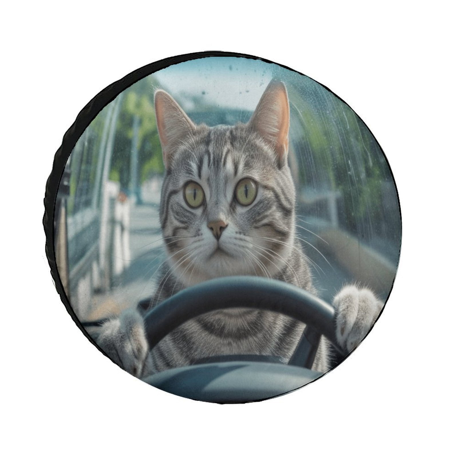 American Shorthair Cat Driving Potable Polyester Universal Spare Wheel ...