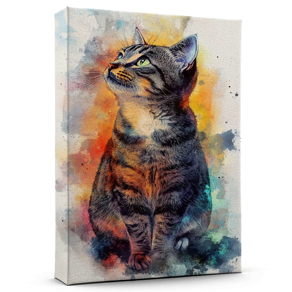 American Shorthair Cat Grey Tabby Canvas Wall Art Animal Decor ...