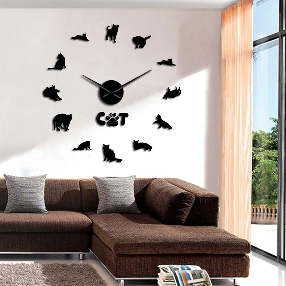 American Shorthair DIY Big Wall Clocks Domestic Cat Home Decor I Love ...