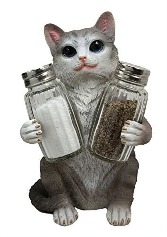 American Shorthair Grey Kitty Cat Spice Salt Pepper Shakers Holder ...