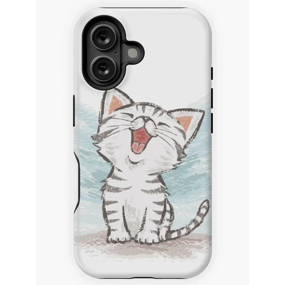American Shorthair Happy Cartoon Cat Phone Case iPhone 11 to 16 Pro Max ...