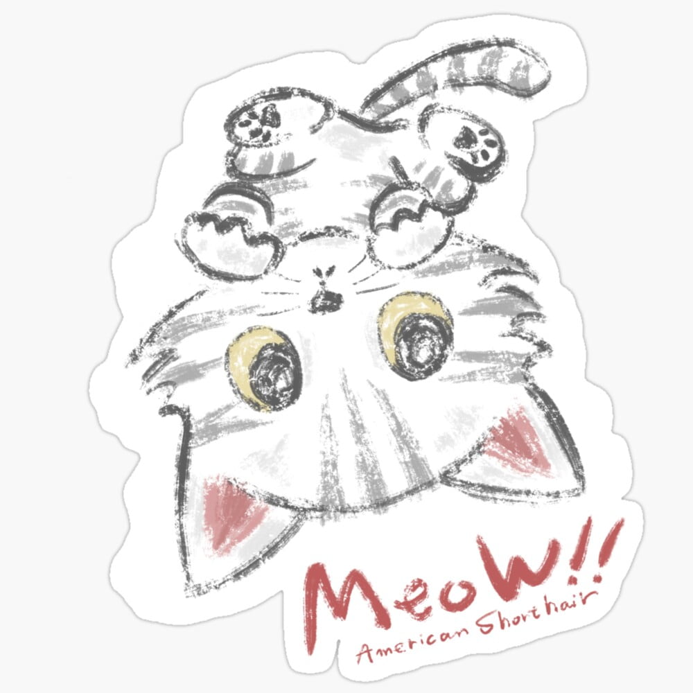 American Shorthair Lying Down Sticker Phone Decal Water Bottle Stickers ...