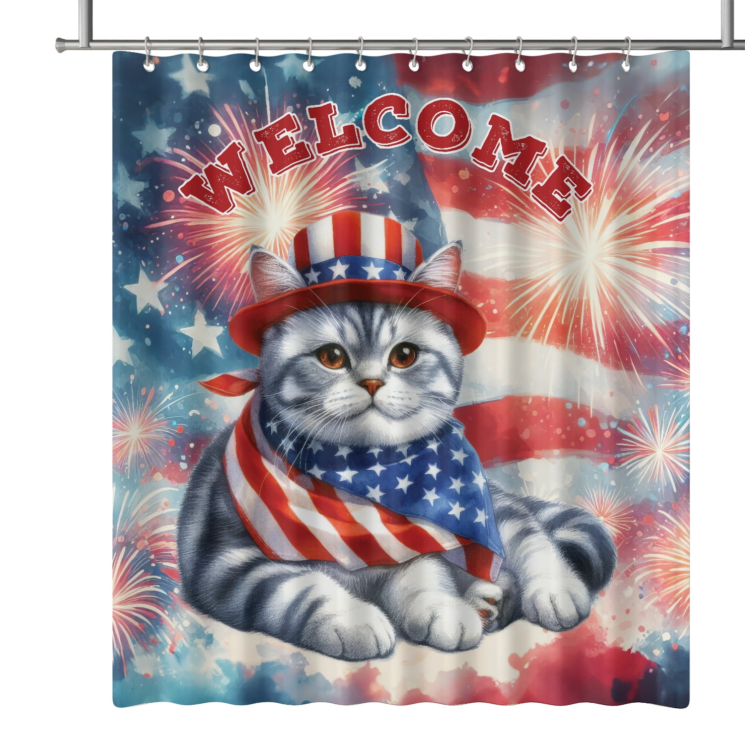 American Shorthair Patriotic Welcome for 4Th of July Independence Day ...