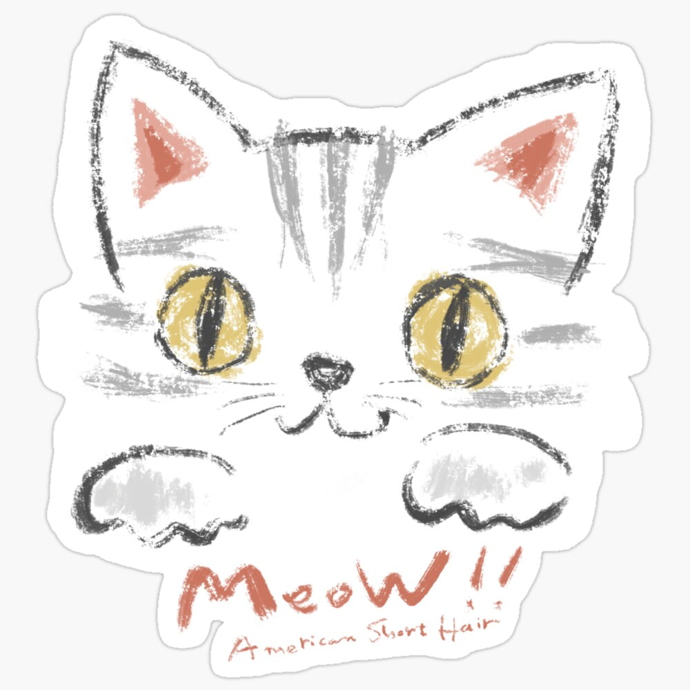 American Shorthair Rough Sketch Sticker Phone Decal Water Bottle ...