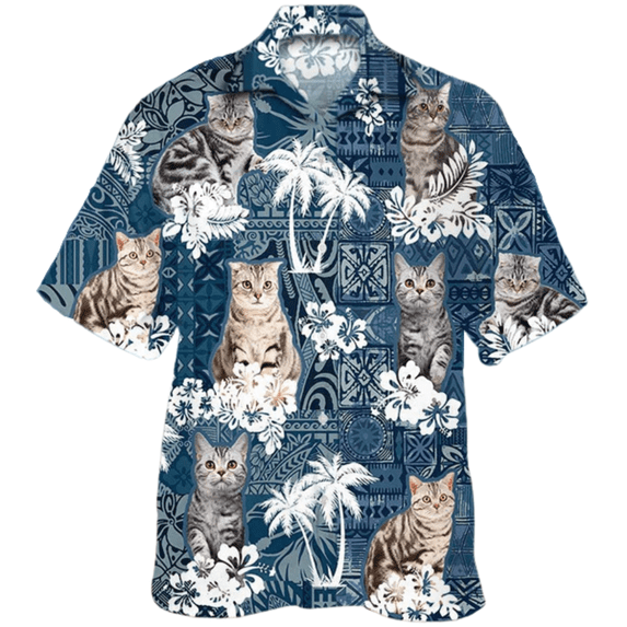 American Shorthair Summer Tropical Hawaiian Shirt, Hawaiian Cat Shirt ...
