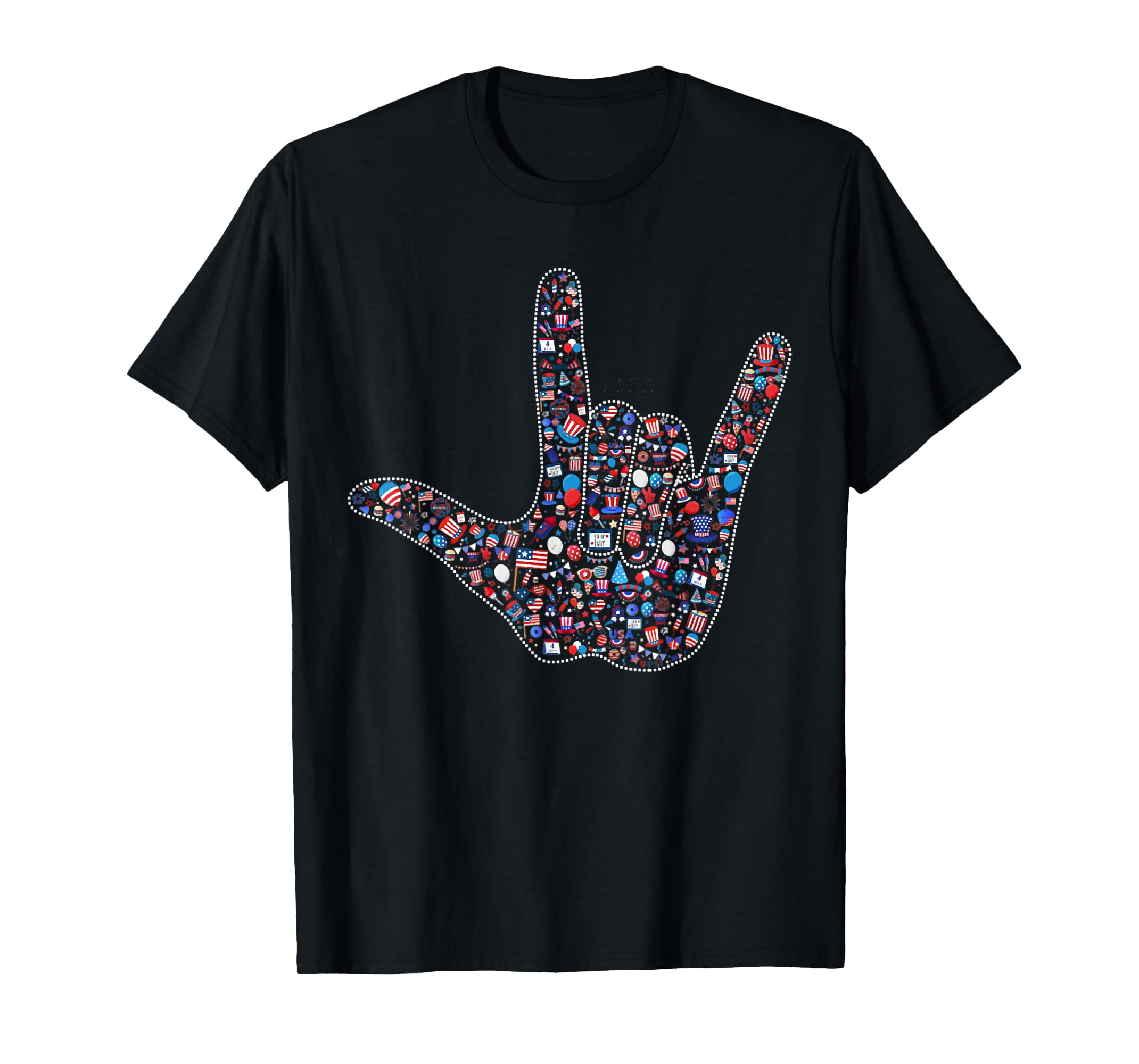 American Sign Language 4th of July, ASL I Love You USA Flag T-Shirt ...