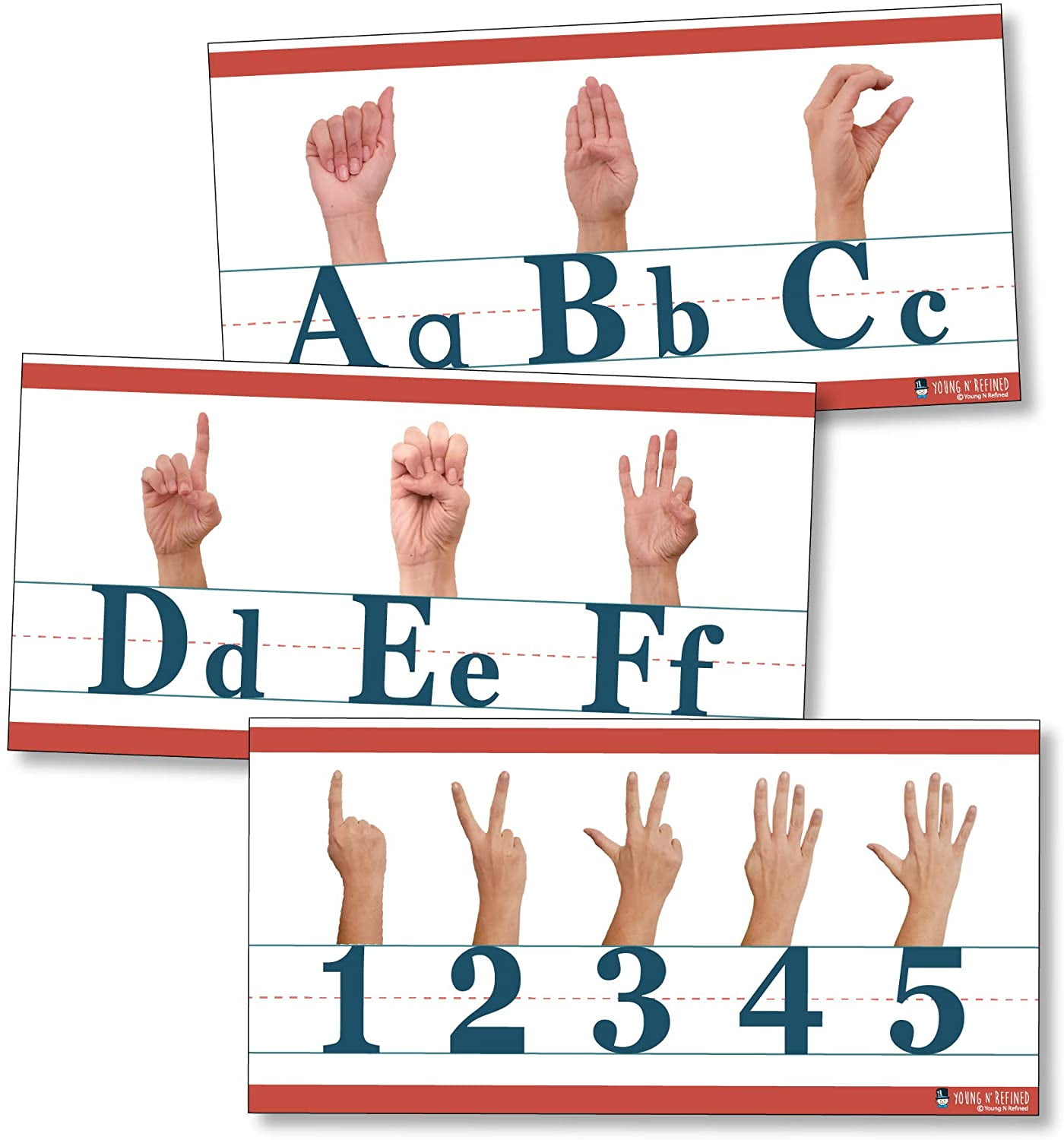 Young N Refined ASL ABC & Counting to 10 Alphabet Strip for Classroom ...