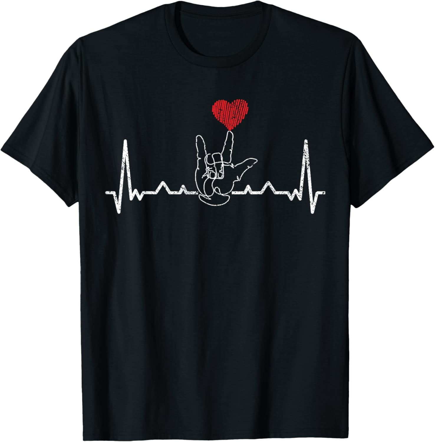 American Sign Language ASL Love Heartbeat T-Shirt - Walmart.com