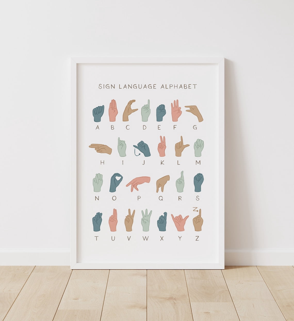 American Sign Language Asl Alphabet Wall Art Pastel Classroom Decor ...