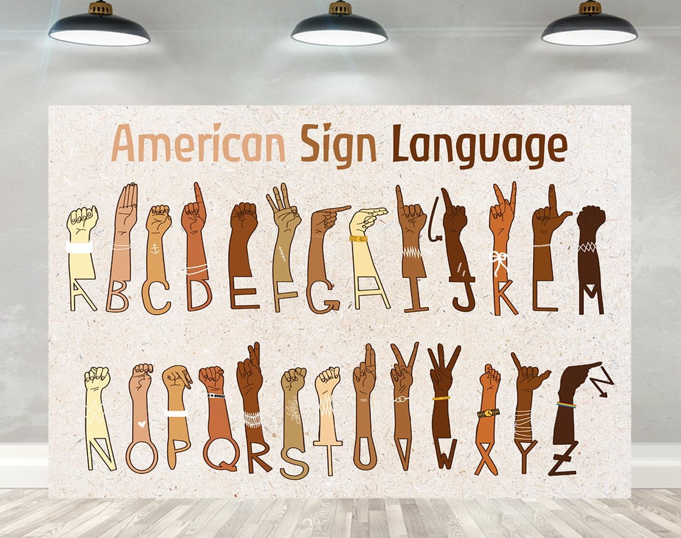 American Sign Language Backdrop Teaching Classroom Alphabet Banner ...