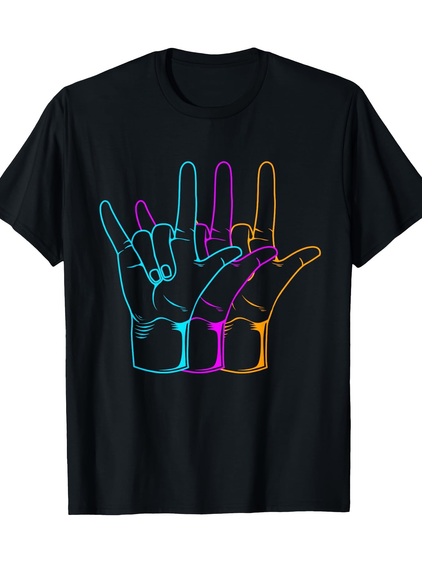 American Sign Language I Love You ASL 220g 100% Cotton T-Shirt - Walmart.com