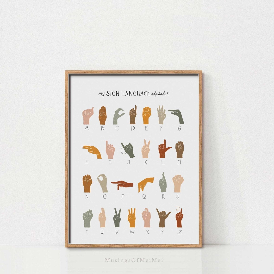 American Sign Language Poster Alphabet Languageboho Classroom Decor ...
