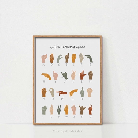 American Sign Language Poster Alphabet Languageboho Classroom Decor ...