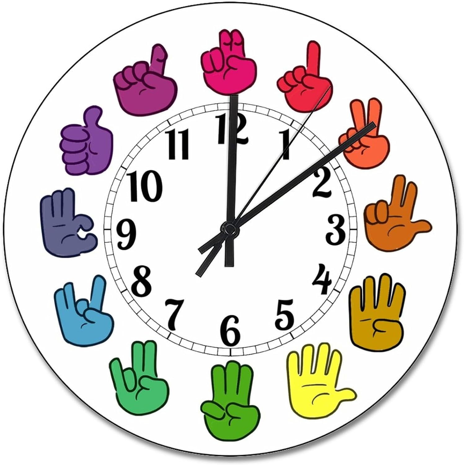 American Sign Language Wall Clock ASL Rainbow Color Wheel Wood Clock ...