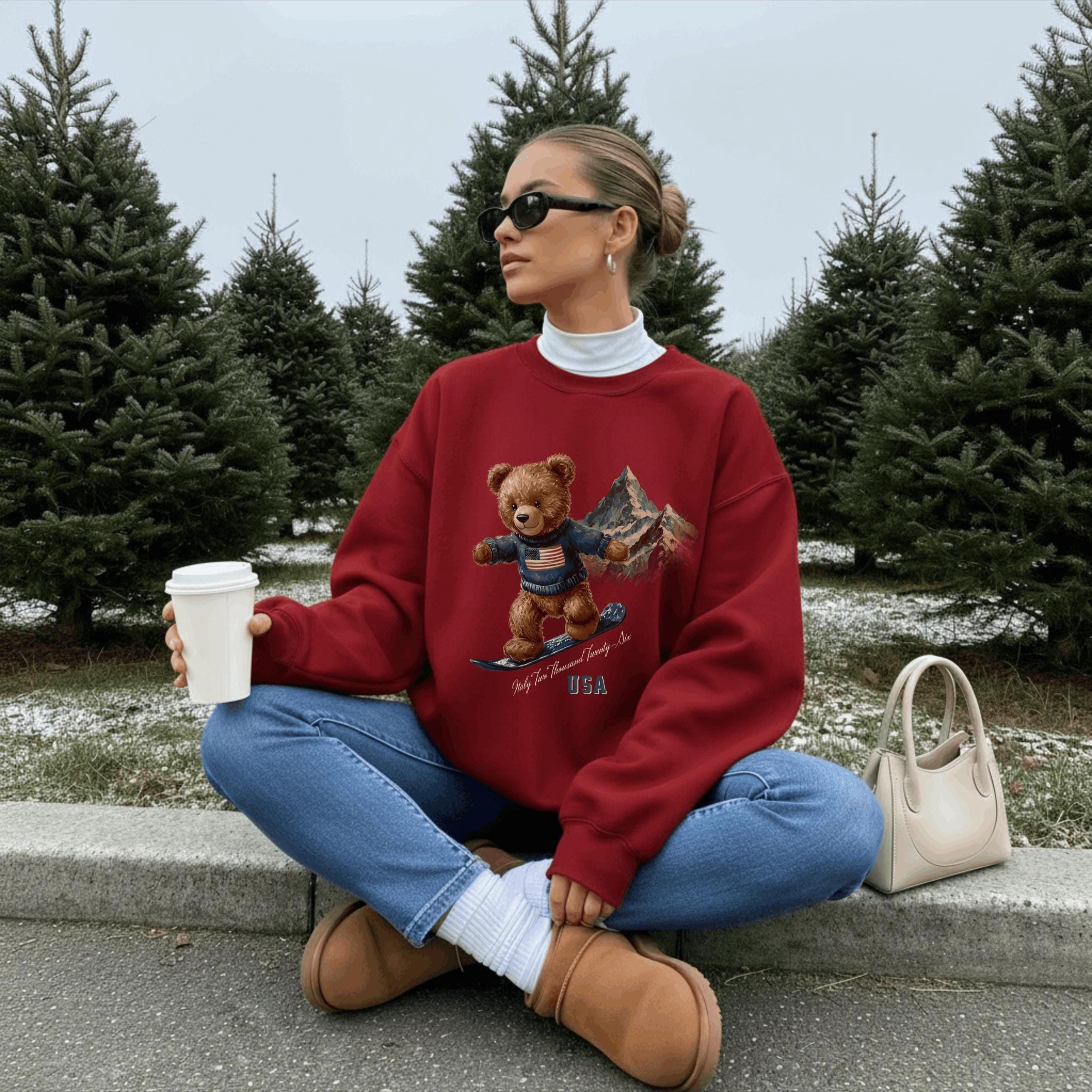 American Snowboarding Teddy Bear Italy 2026 Unisex Sweatshirt︳Vintage ...