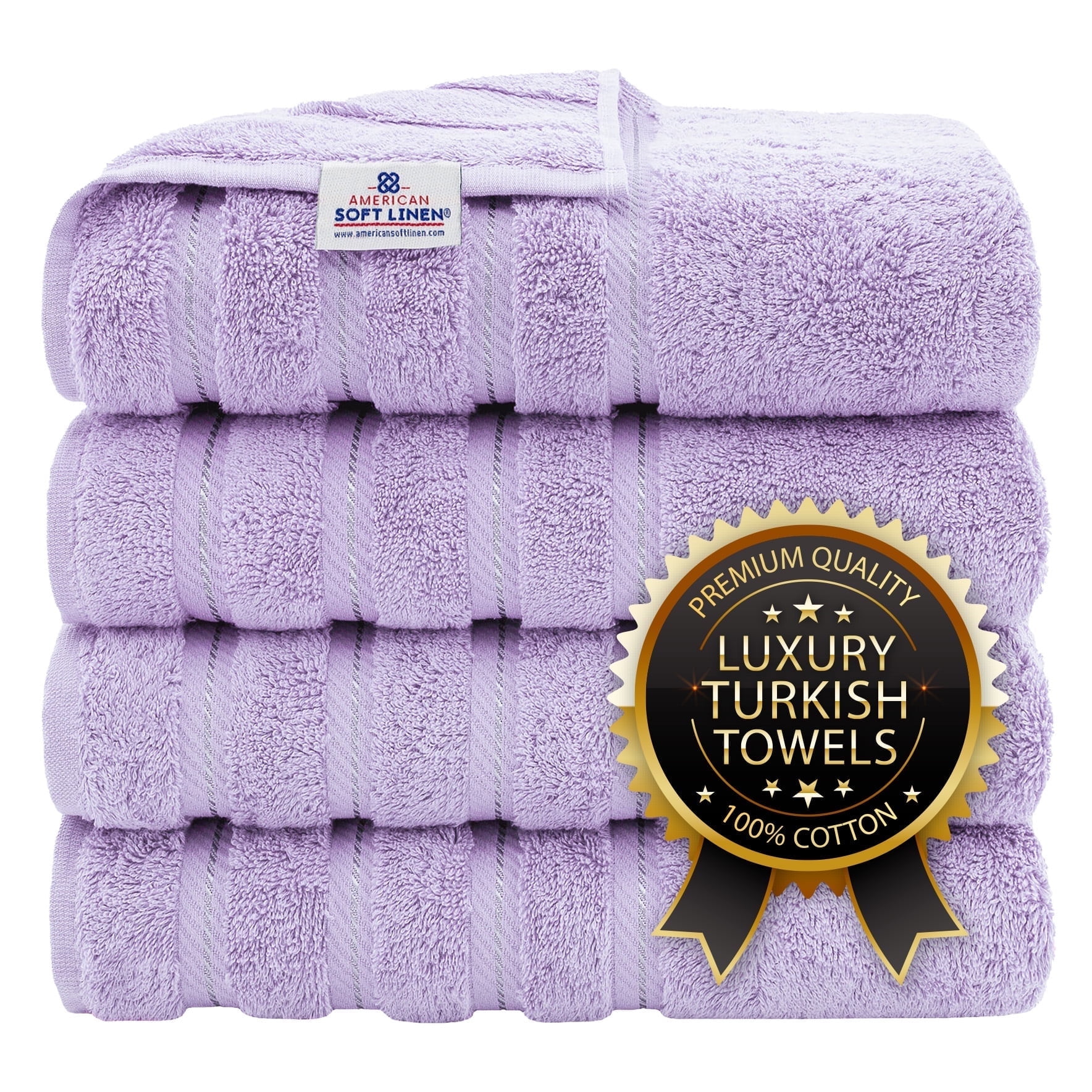 American Soft Linen 100% Cotton Turkish Bath Towels, 4 Piece Set, Lilac ...