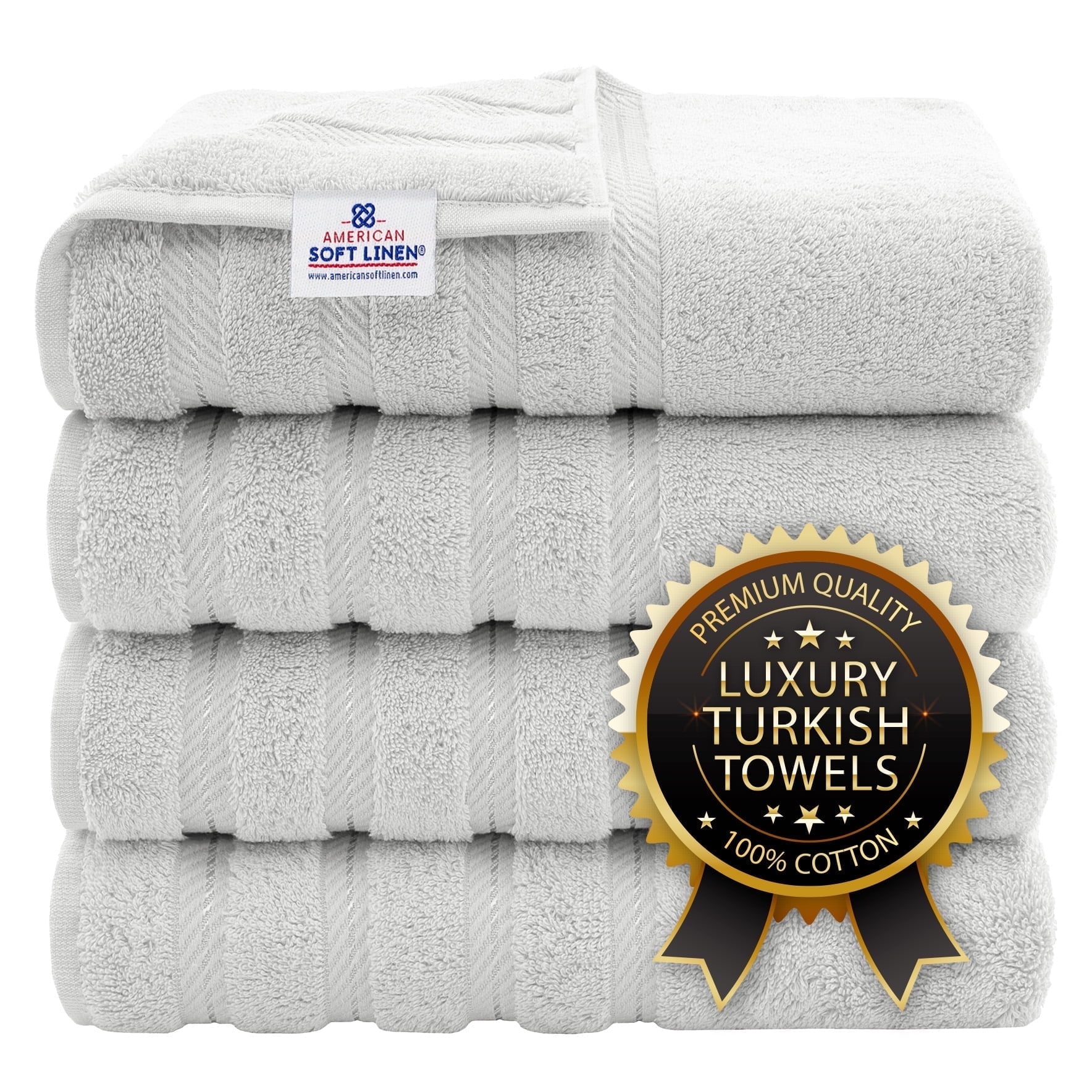 American Soft Linen Luxury 4 Piece Bath Towel Set, 100% Cotton Turkish ...