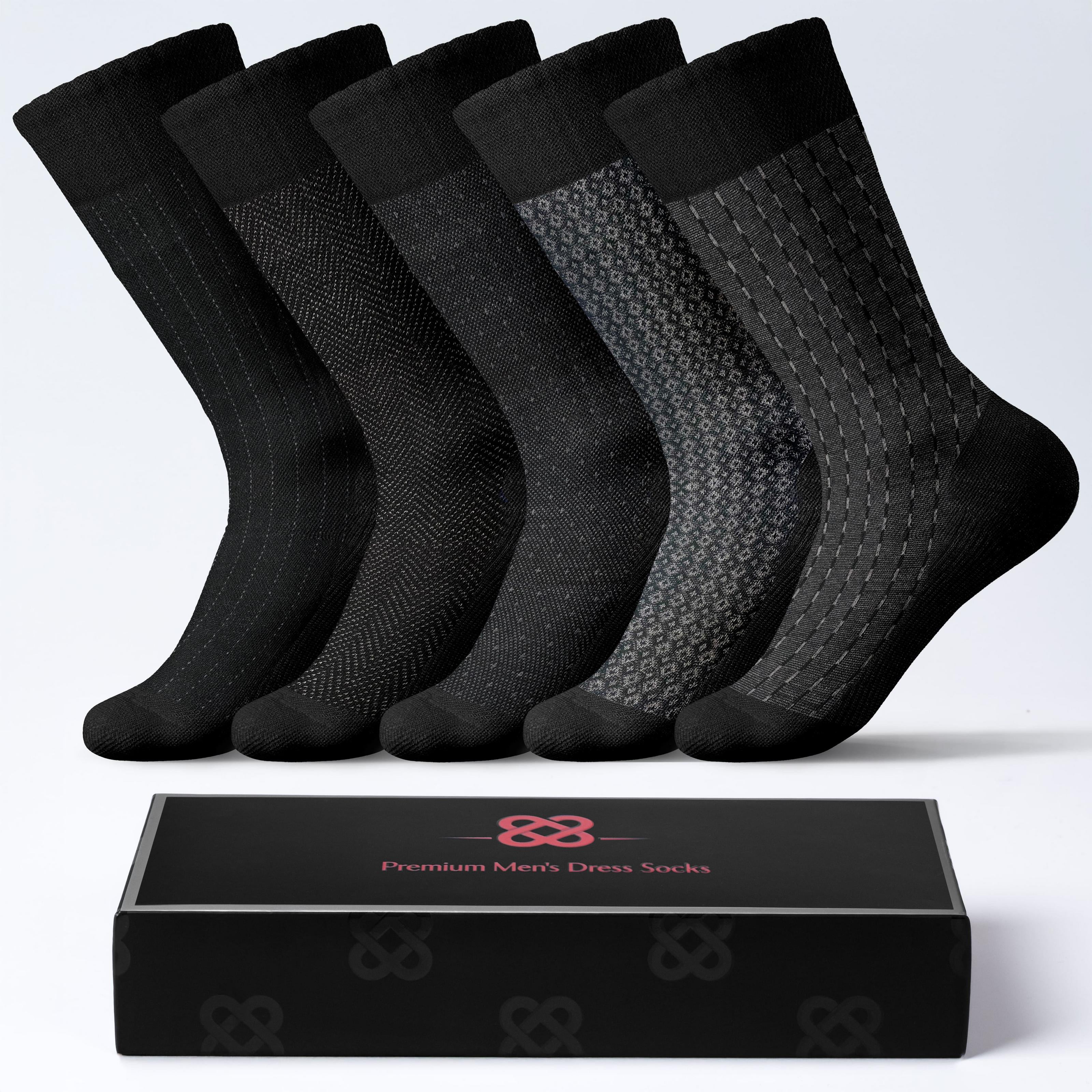 American Soft Linen Mens Dress Socks, Luxury Bamboo Rayon Socks for Men, 5/10 Pack, Gift Box ...