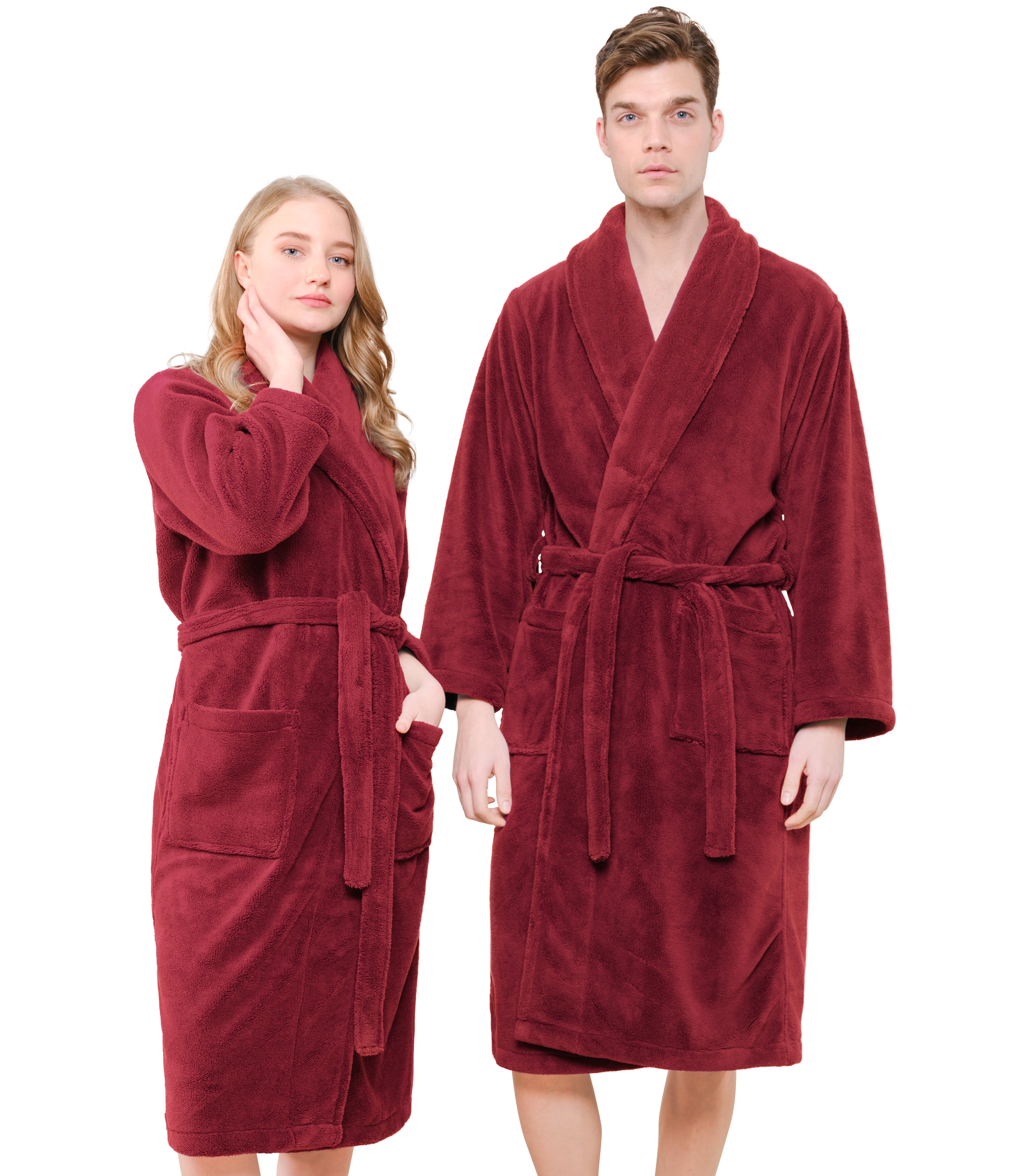 American Soft Linen Mens And Womens Robes Unisex Bathrobes L Xl Bordeaux