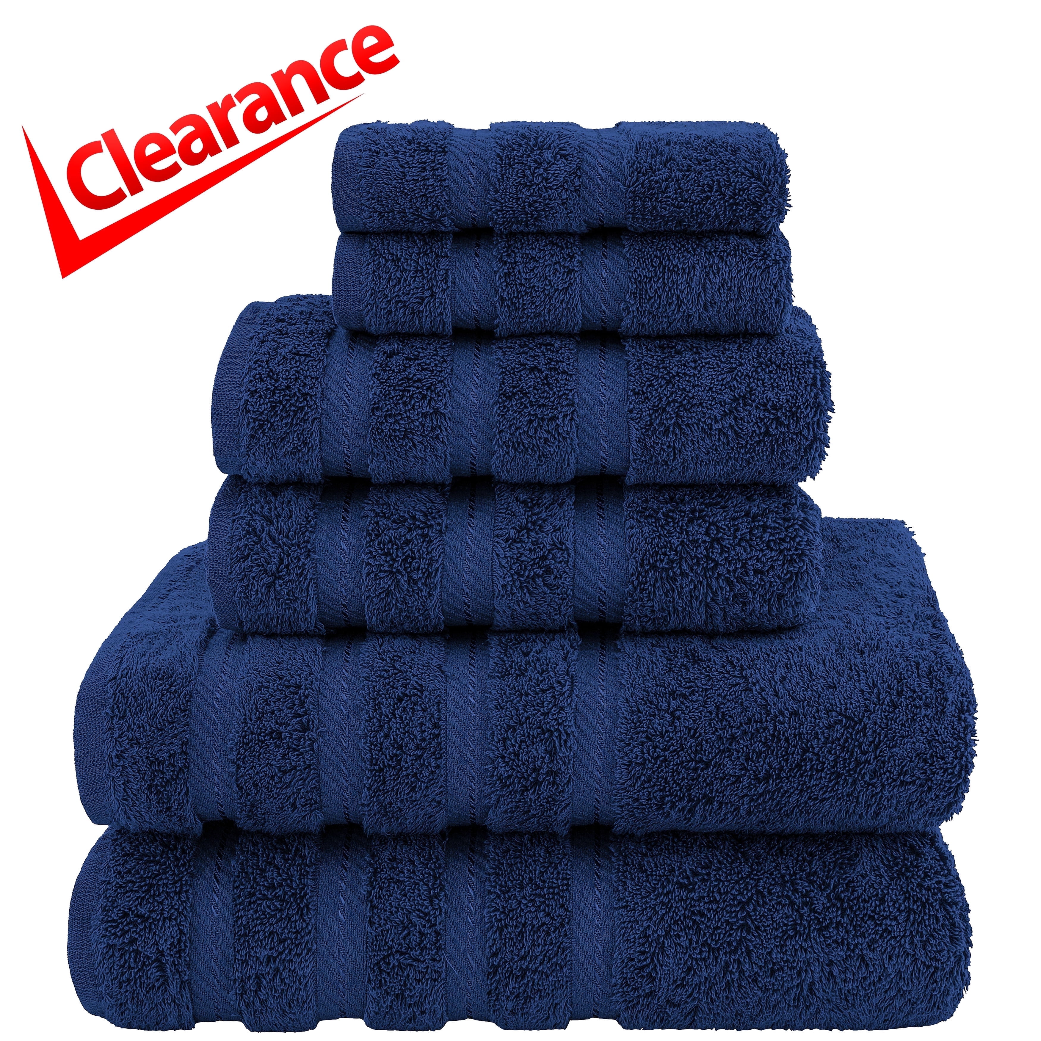 American Soft Linen 6 Piece Turkish Cotton Towel Set, Navy Blue, Hotel ...