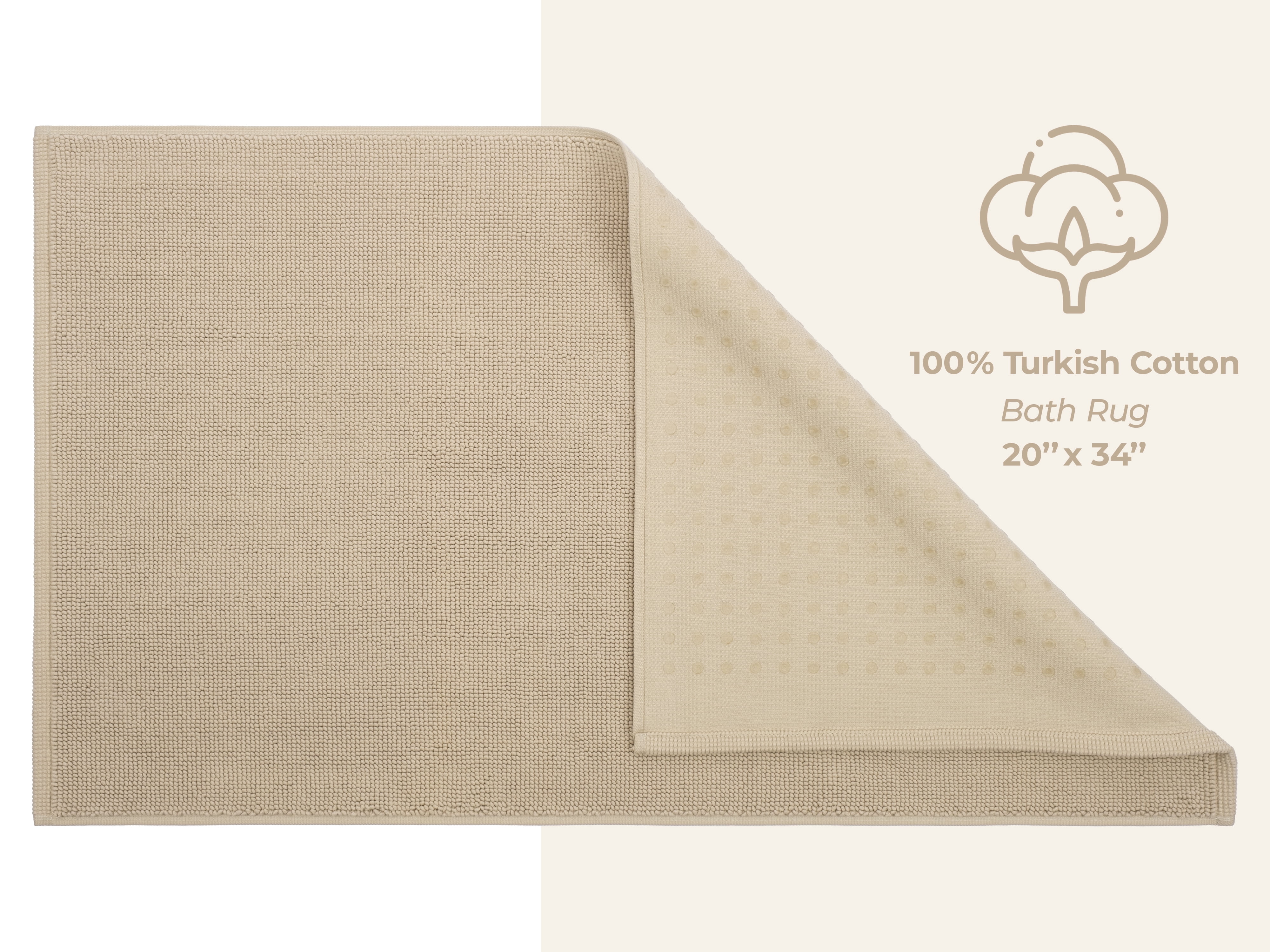 American Soft Linen, Slip Reducer Bath Rug, 100% Cotton 20x34 inches ...