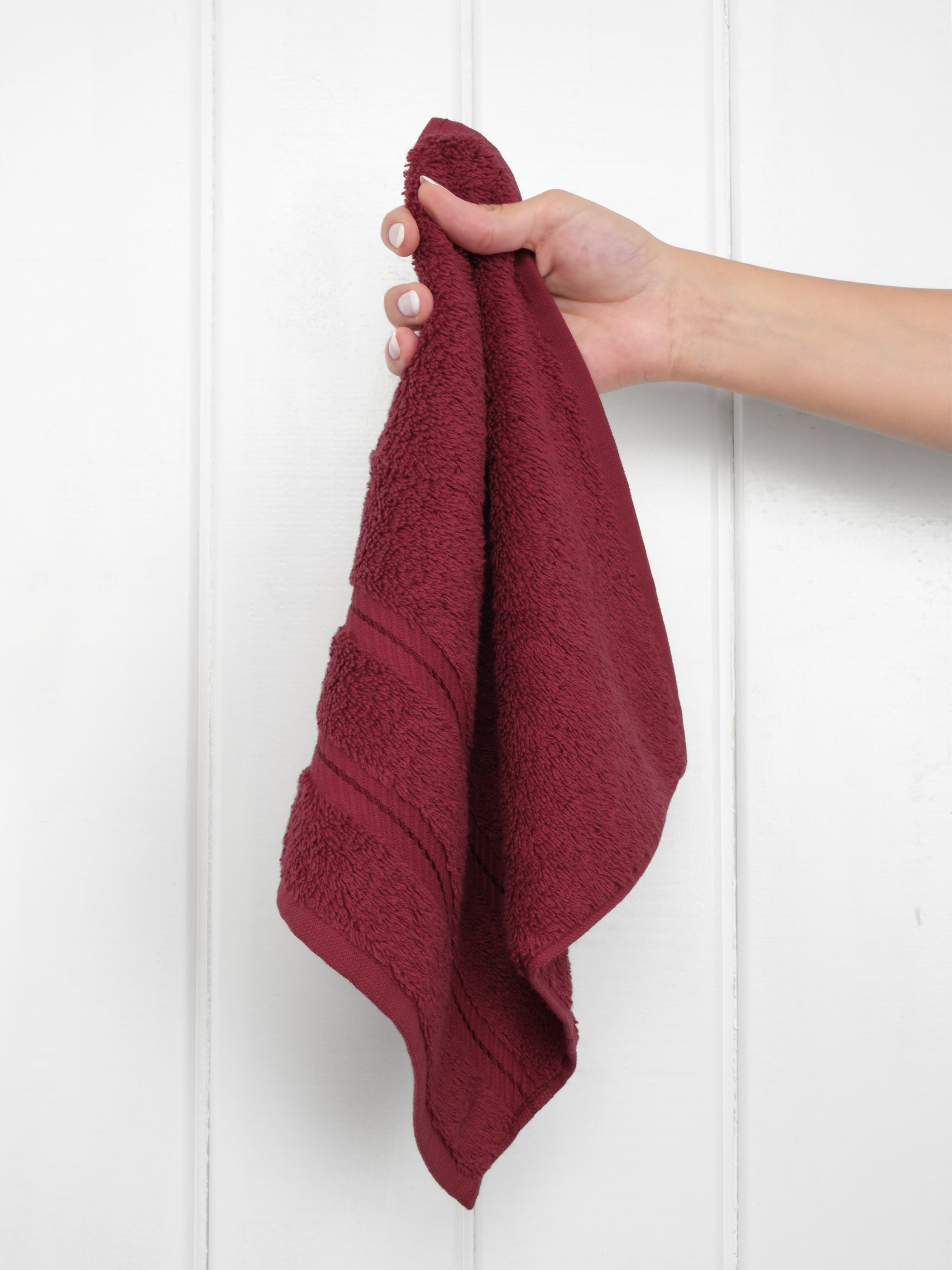 American Soft Linen Washcloth, 100% Cotton, 13x13 Inch, Bordeaux Red ...