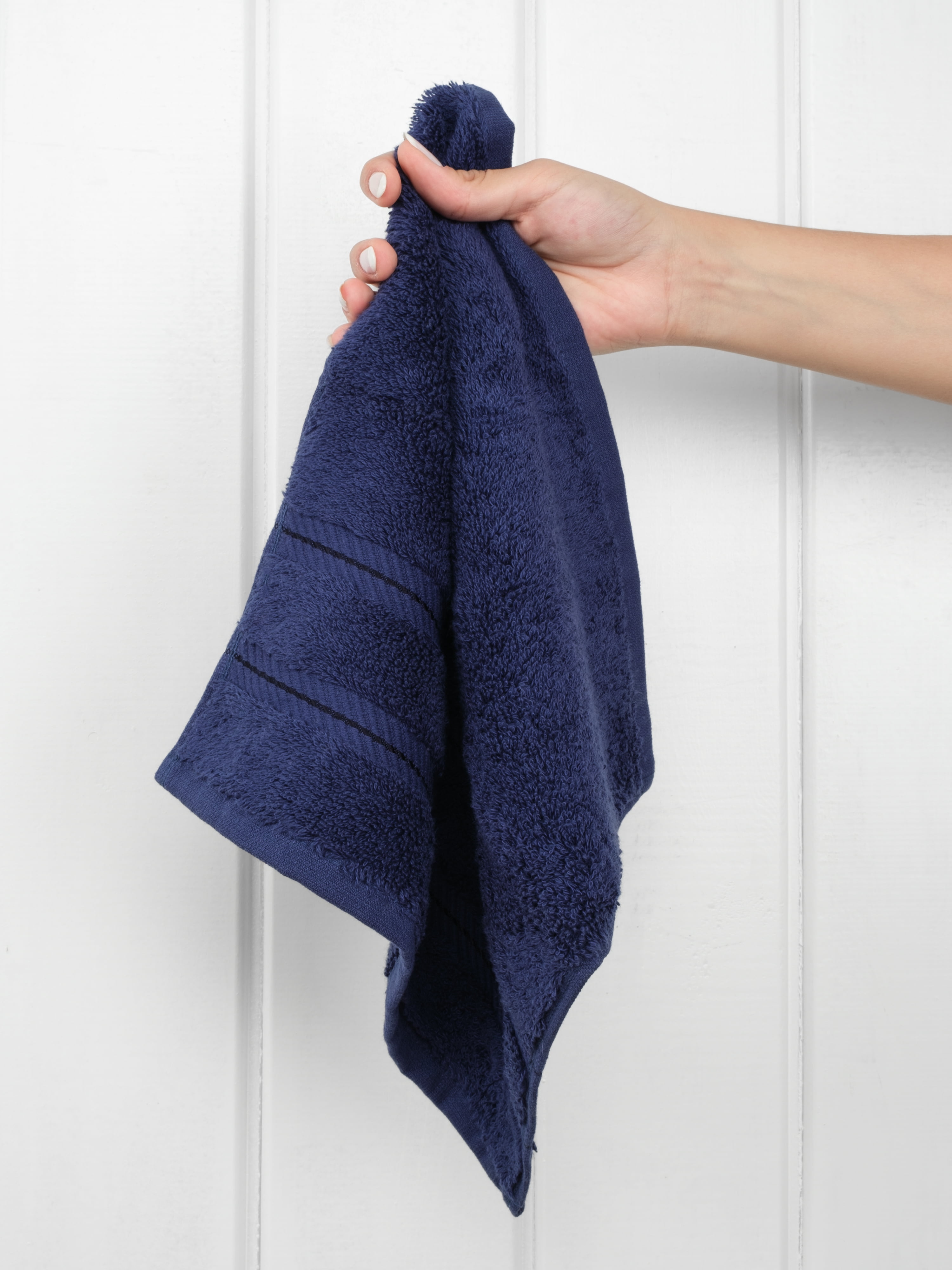 American Soft Linen 100% Cotton Washcloth, Navy Blue, 13x13, Luxury and ...
