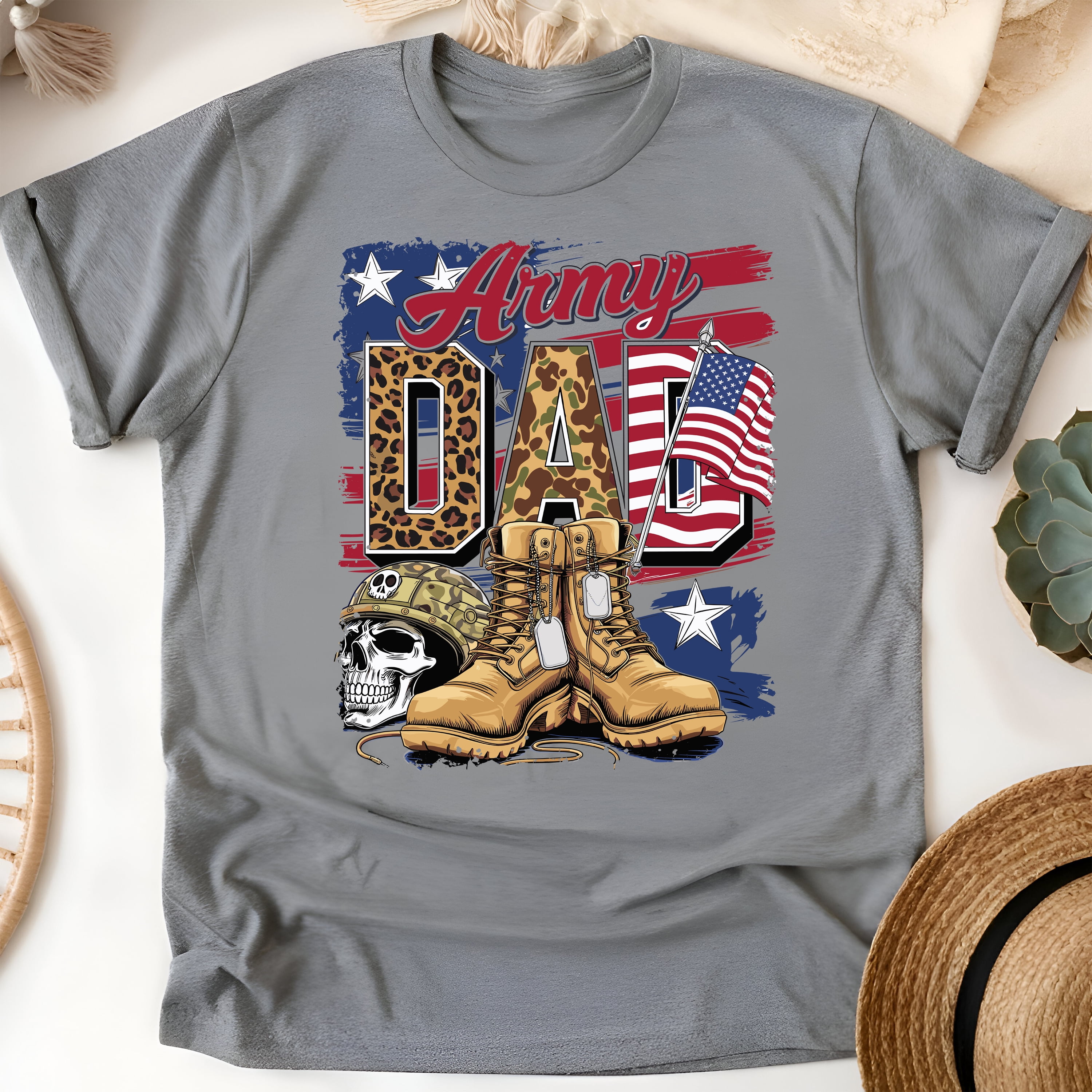American Soldier Dad Shirt – USA Flag Combat Boots Veteran Gift ...