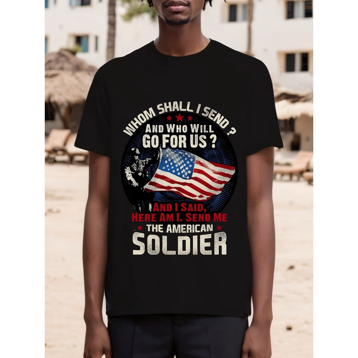 The American Soldier Graphic T-Shirt - Crewneck, Regular Fit, Patriotic ...
