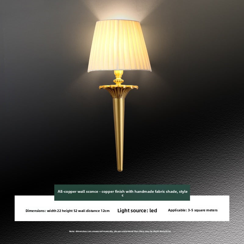 American Solid Brass Modern Black Wall Sconce, LED Wall Lamp for Hotels ...