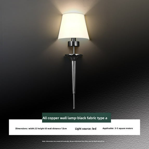 American Solid Brass Modern Black Wall Sconce, LED Wall Lamp for Hotels ...