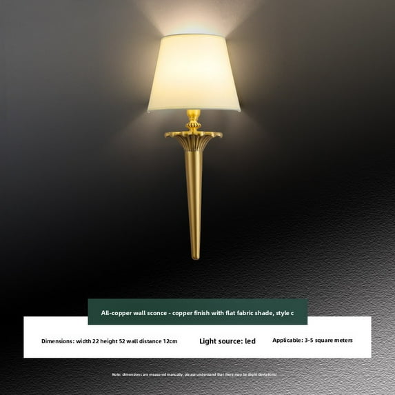 American Solid Brass Modern Black Wall Sconce, LED Wall Lamp for Hotels ...