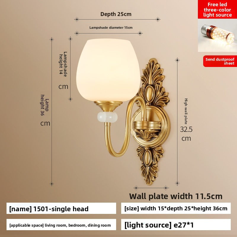 American Solid Brass Wall Sconce with LED Light, European Simple ...