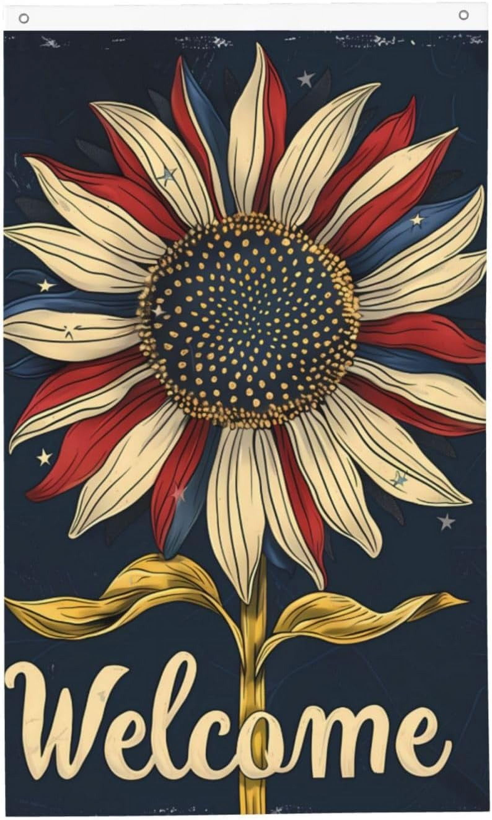 American Spirit Flower 4x6 ft Flag Independence Day Vertical Banner ...