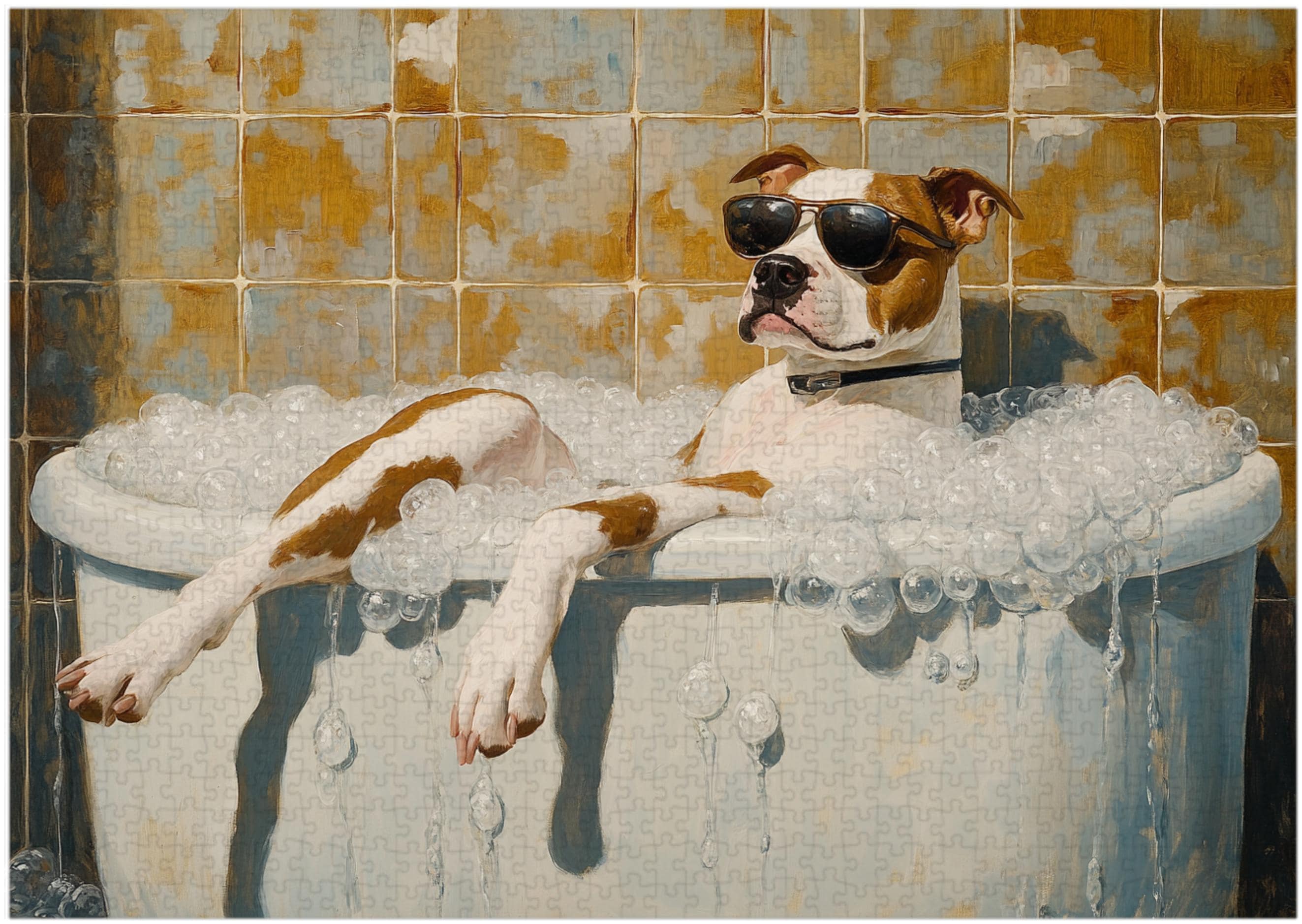 American Staffordshire Taking Bubble Bath Jigsaw Puzzle 1000 Pieces for ...