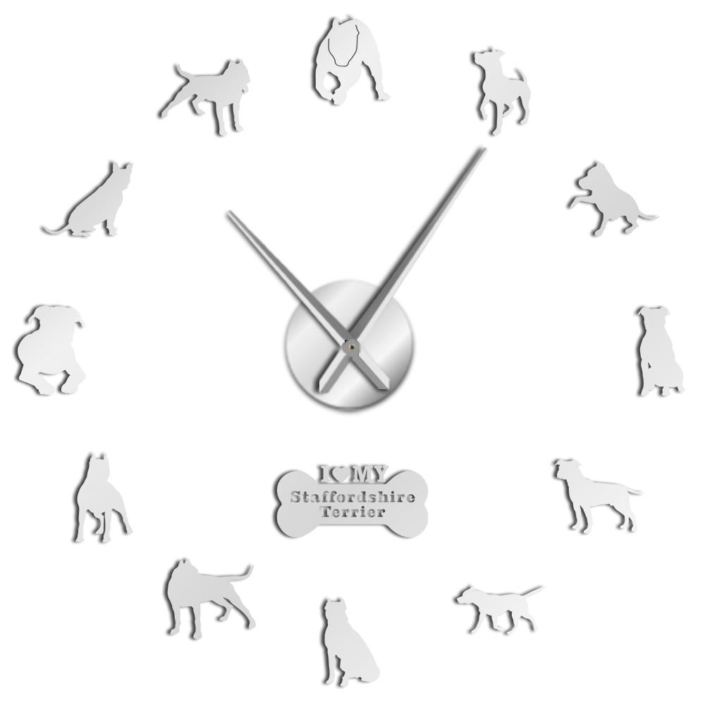 American Staffordshire Terrier Bull Dog Frameless Wall Clock Stickers ...
