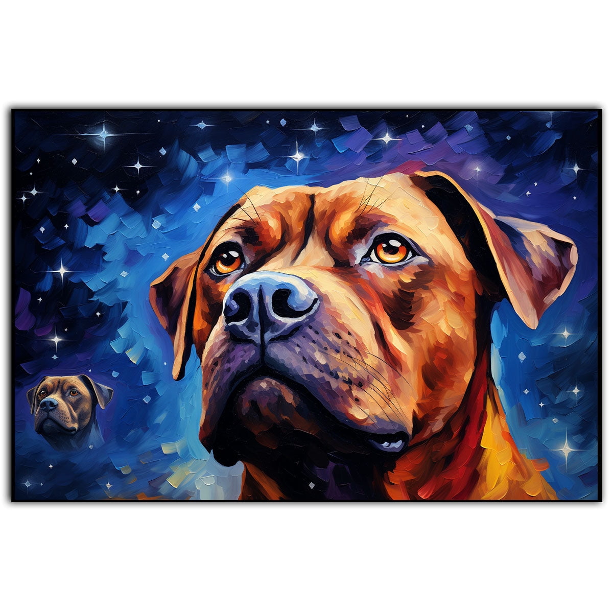 American Staffordshire Terrier Dog Canvas Prints of Starry Night ...