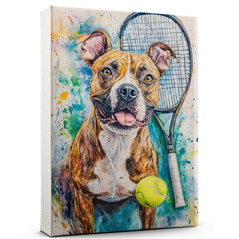 American Staffordshire Terrier Dog Stretched Canvas Size 8x12 – Tennis ...